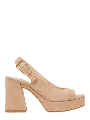 DOLCEVITA Flores Platform Peep-toe Heels - Bamboo Suede