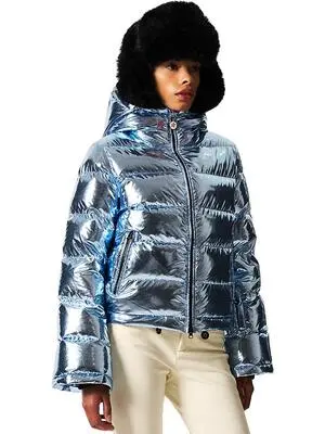 Perfect Moment Polar Flare Down Ski Jacket - Light Blue Foil