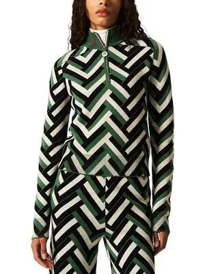 Perfect Moment La Tour Wool Sweater - Waffle Print Green