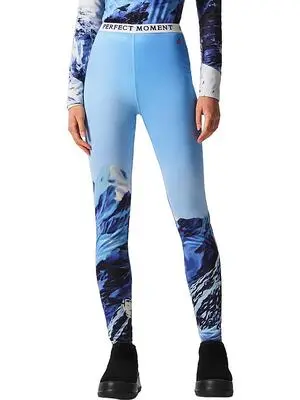 Perfect Moment Printed Base Layer Leggings - Lift Blue