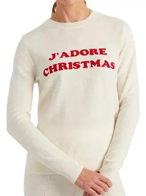 Chinti & Parker Wool-cashmere J'adore Christmas Sweater - White