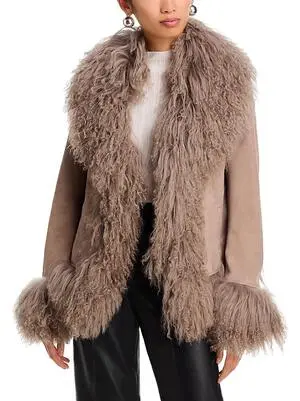 SUSANNA CHOW Dorothy Shearling Coat - Taupe