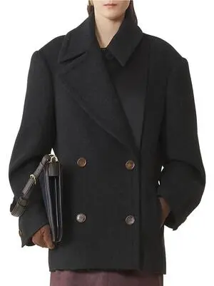 LANVIN Wool Pea Coat - Anthracite