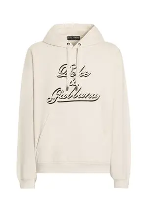 Dolce & Gabbana Jersey Hoodie With Embroidery - Cream