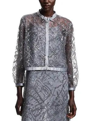 Emporio Armani Sequined Tulle Jacket - Silver