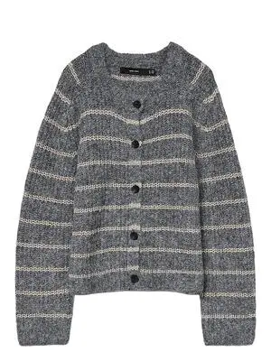 Vero Moda Striped Knit Cardigan - Dark Grey