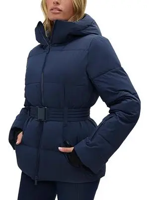 HALFDAYS Hedy Belted Puffer Coat - Navy