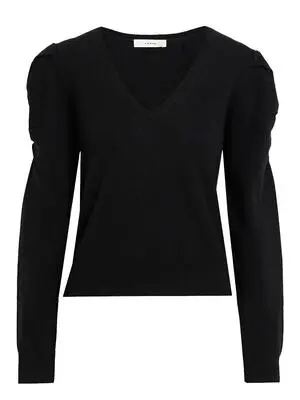 FRAME Frankie Ruched Wool-Blend Sweater Black
