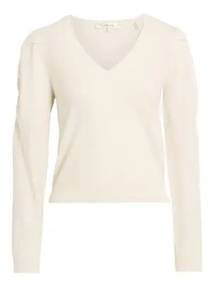 FRAME Frankie Ruched Wool-Blend Sweater Ivory