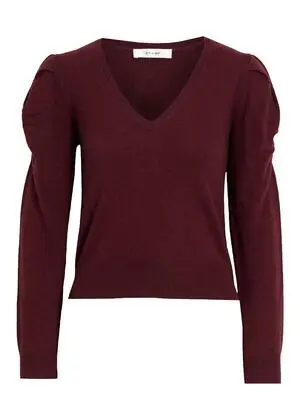 FRAME Frankie Ruched Wool-Blend Sweater Merlot