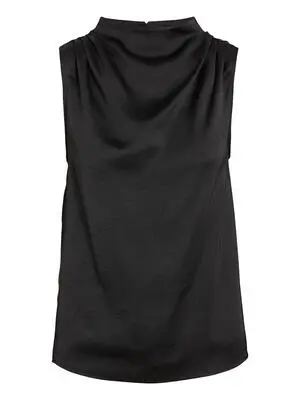 Rag & Bone Julie Draped Satin-crepe Top - Black