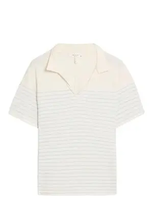 Rag & Bone Striped Jersey Polo Shirt - Ivory