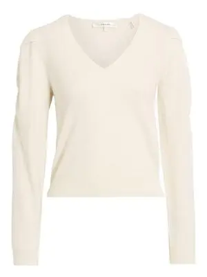 FRAME Frankie Ruched Wool-blend Sweater - Ivory
