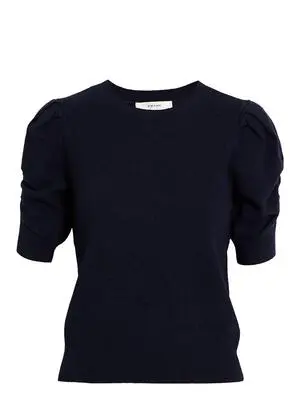 FRAME Frankie Ruched Wool-blend Sweater - Navy