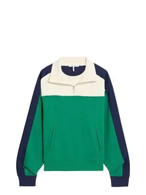 Rag & Bone Vintage Colorblock French Cotton-blend Terry Half-zip Sweatshirt - Green