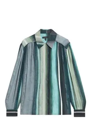 Rag & Bone Emmy Striped Crepon Blouse - Green