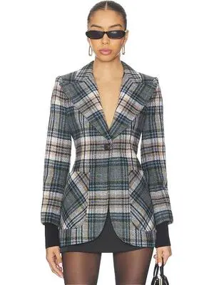 Smythe Rib Cuff Birkin Blazer - Multi Plaid With Black