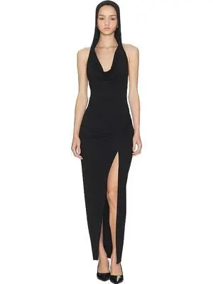 HAELO Hooded Draped Dress - Black
