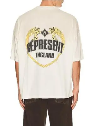 REPRESENT Angel Border Tee In White - Washed Ecru