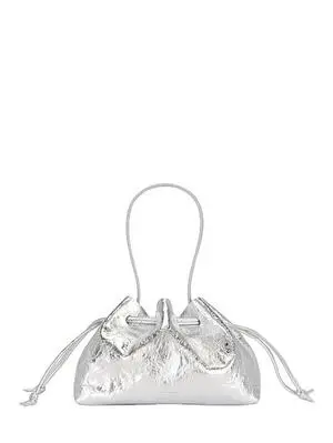 MANSUR GAVRIEL Drawstring Pouchette In Metallic Silver