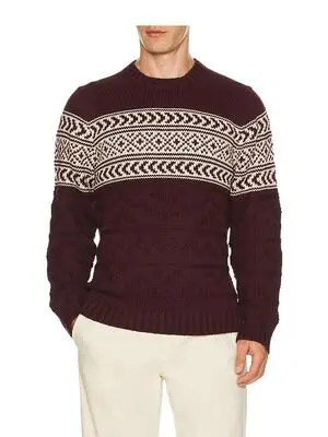 Marine Layer Textured Fair Isle Sweater - Burgundy