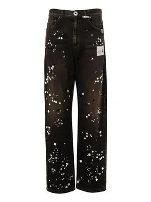 Mihara Yasuhiro Embellished Straight Leg Jeans - Black