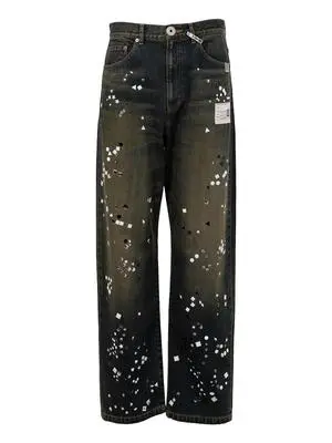 Mihara Yasuhiro Embellished Straight Leg Jeans - Blue