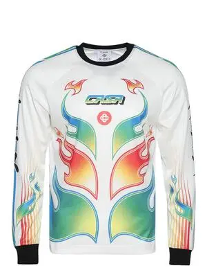 Casablanca Long Sleeve Football Tee Flame Laurel - Multicolor