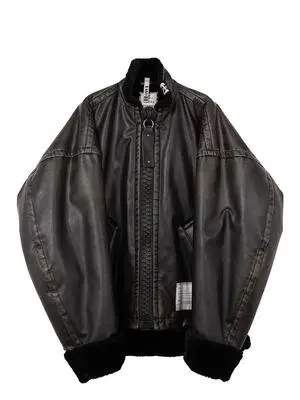 Mihara Yasuhiro Vegan Boa Leather Jacket - Black