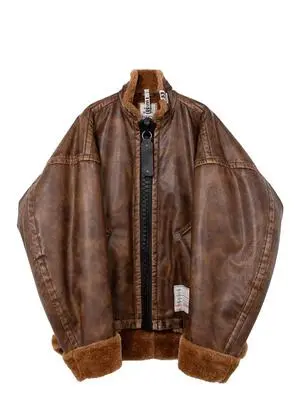 Mihara Yasuhiro Vegan Boa Leather Jacket - Brown
