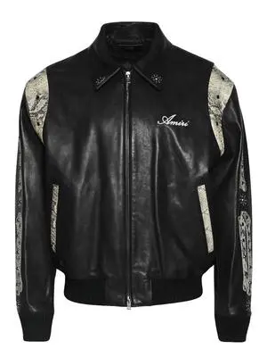 Amiri Studded Leather Bomber Jacket - Black