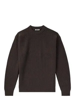 Auralee Ribbed Wool Sweater - Brown