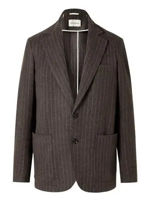 Oliver Spencer Westbury Pinstriped Wool-felt Blazer - Brown