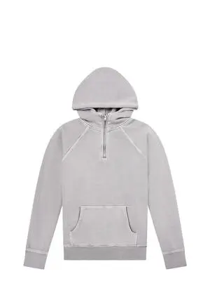 LES TIEN Cotton-jersey Half-zip Hoodie - Gray