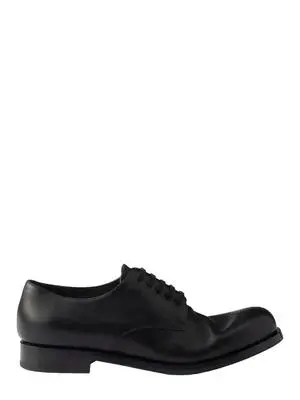 Prada Laced Leather Derby Shoes - Black