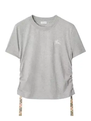 Burberry Equestrian-knight Ruched-side T-shirt - Grey