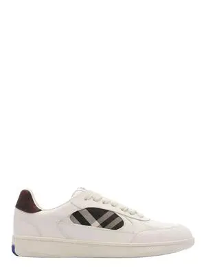 Burberry Terrace Check-panel Leather Sneakers - White