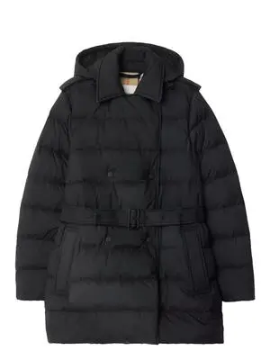 Burberry Hooded Belted Puffer Jacket - Black