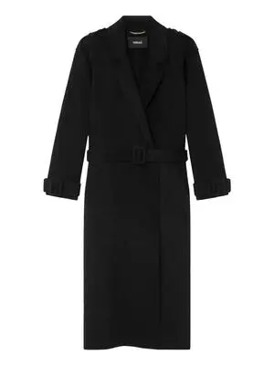 Versace Belted Buttoned Coat - Black