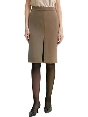 ISABELLE BLANCHE Front-slit Midi Skirt - Brown