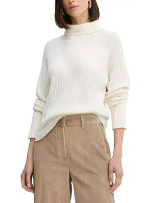 SIMONA CORSELLINI Ribbed Knit Turtleneck Sweater - White