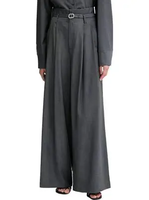 ISABELLE BLANCHE Belted Pleated Palazzo Pants Grey