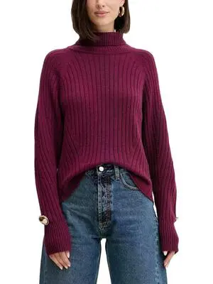 SIMONA CORSELLINI Turtleneck Ribbed Sweater - Purple