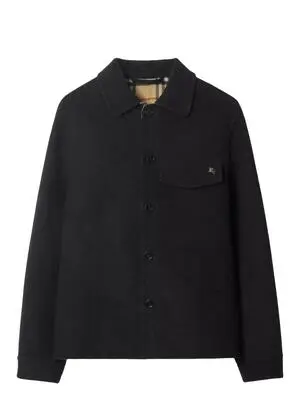 Burberry Knight-motif Wool Shirt Jacket - Black