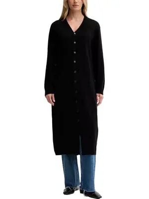 ISABELLE BLANCHE Button-up V-neck Cardigan-coat - Black