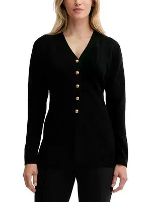 ISABELLE BLANCHE Button-up V-neck Cardigan - Black