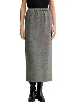 ISABELLE BLANCHE Herringbone Maxi Skirt With Elasticated Waist - Grey