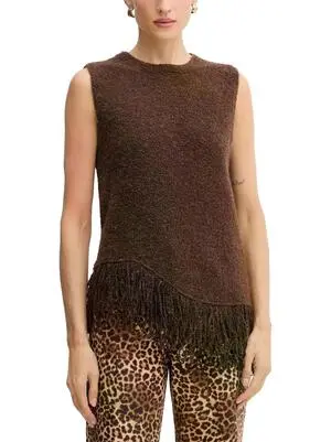 SIMONA CORSELLINI Fringed Knit Vest - Brown