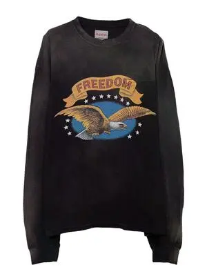 KAMIYA Eagle-graphic Long-sleeved Sweatshirt - Black