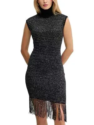 SIMONA CORSELLINI Sequin-embellished Fringed Mini Dress - Black